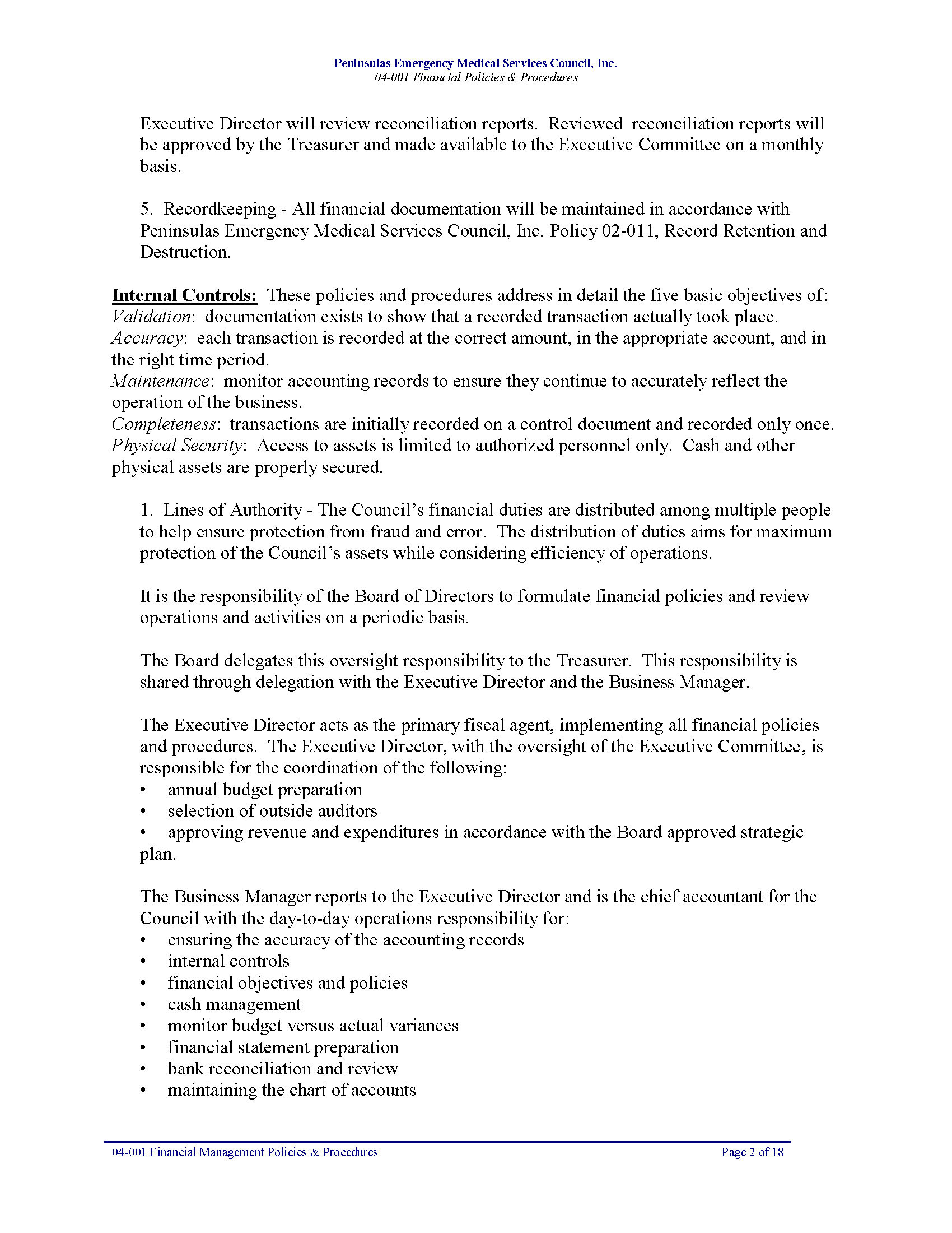 Medical Financial Policies And Procedures